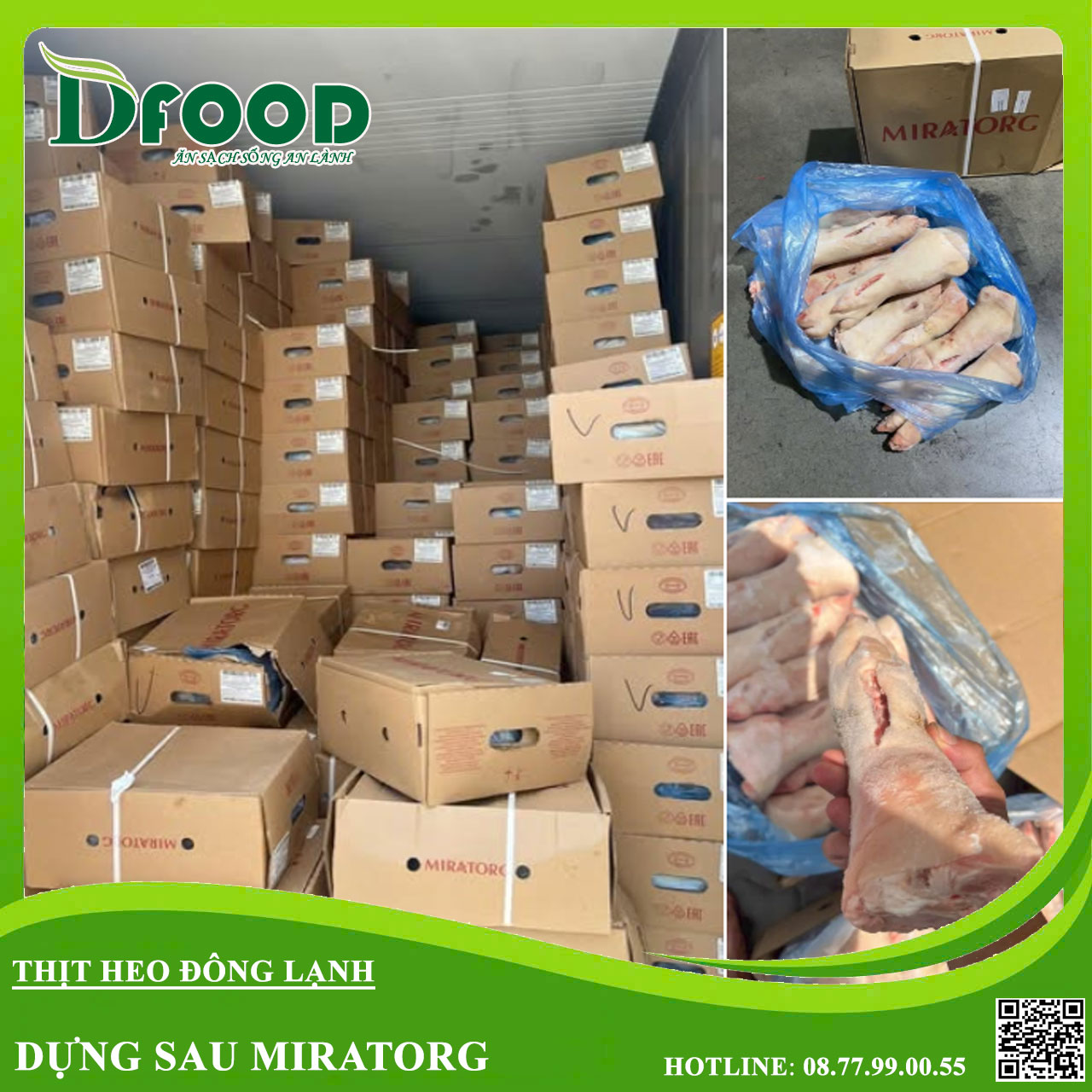 Dựng heo sau đông lạnh Miratorg nhập khẩu Nga